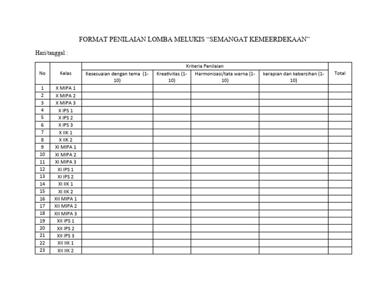 Format Penilaian Lomba Melukis | PDF