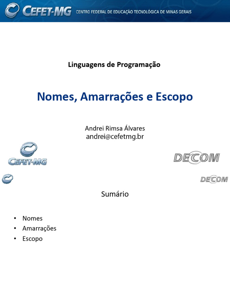 Aula 03 | PDF | Escopo (Ciência da Computação) | Ponteiro (programação ...