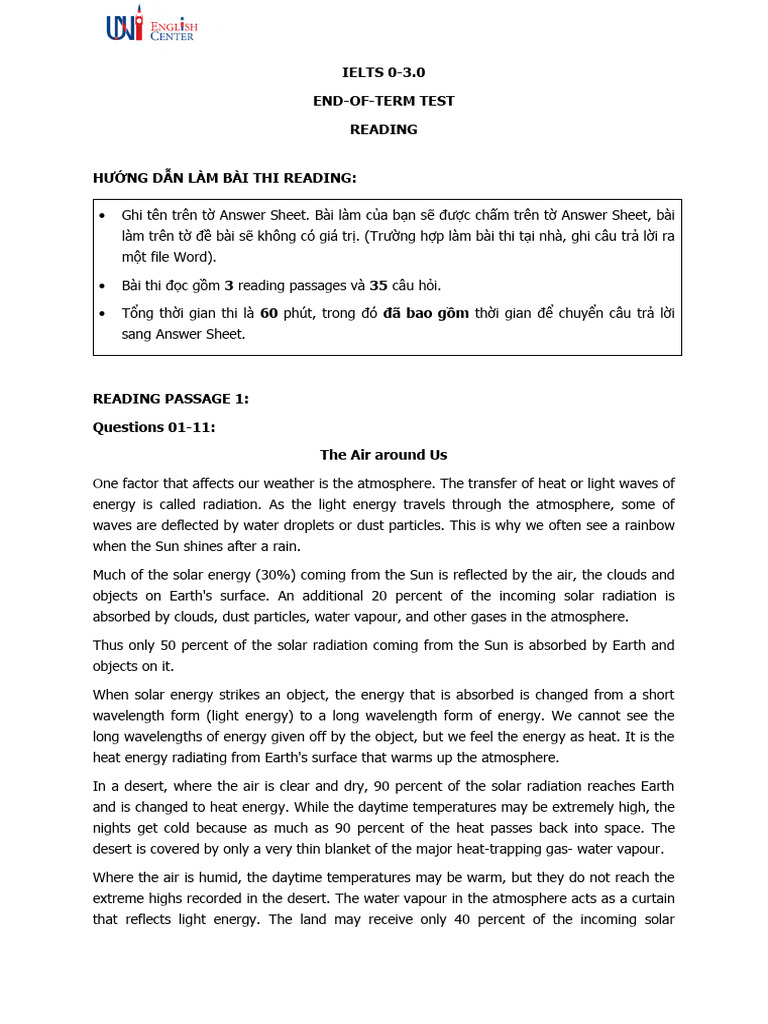 IELTS Beginner Reading Test | PDF | Bottled Water | Greenhouse Effect