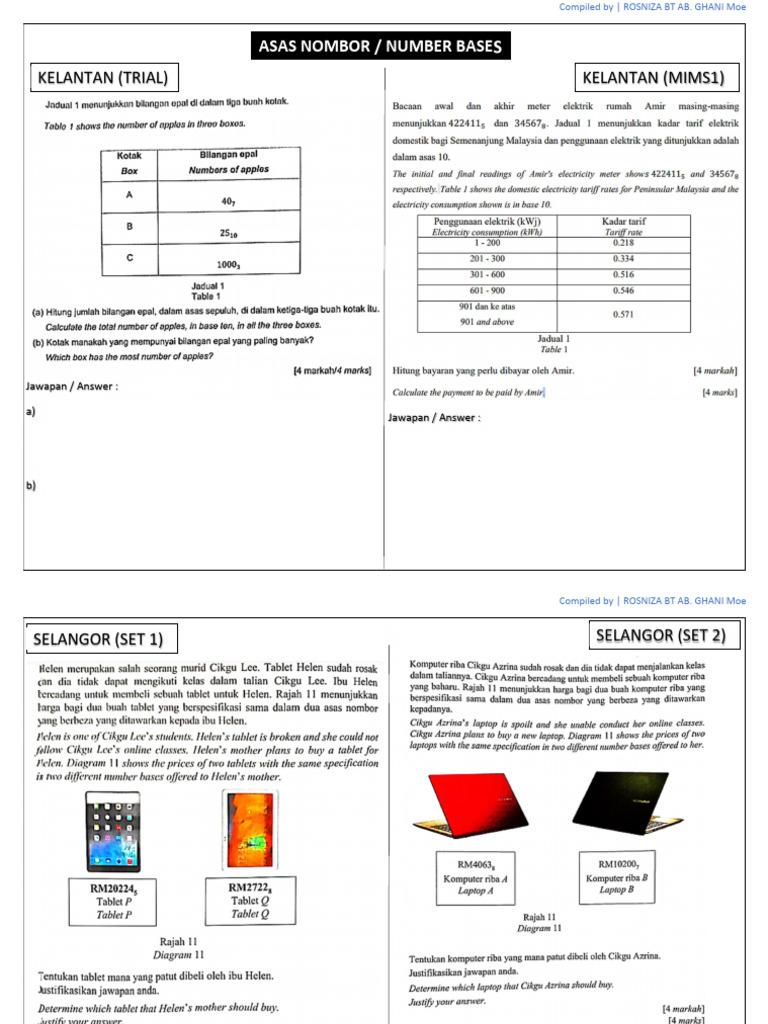 Asas Nombor (Number Bases) 2022 | PDF