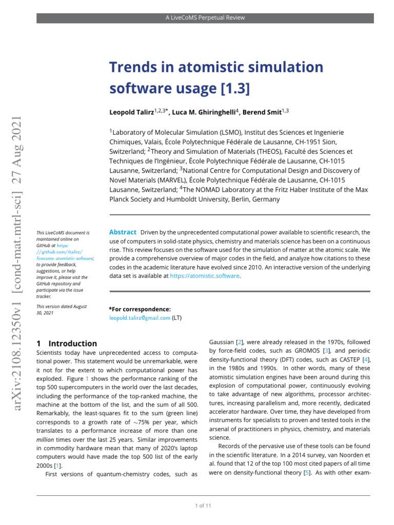 Trends In Atomistic Simulations Download Free Pdf Density Functional Theory Software