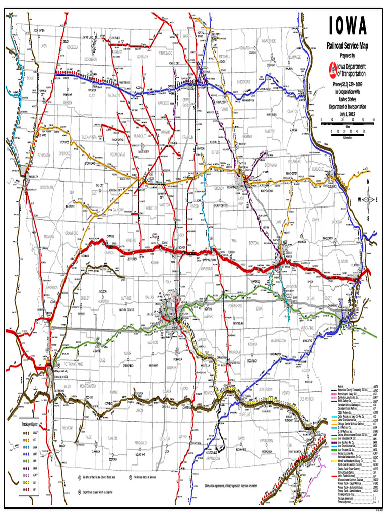 Iowa Railroad Service Map 7-1-12 | PDF | Railroads Of The United States ...