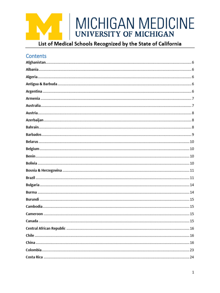 California Recognized School List For Policy - MSS - 12-2019 | PDF | Medical School | China