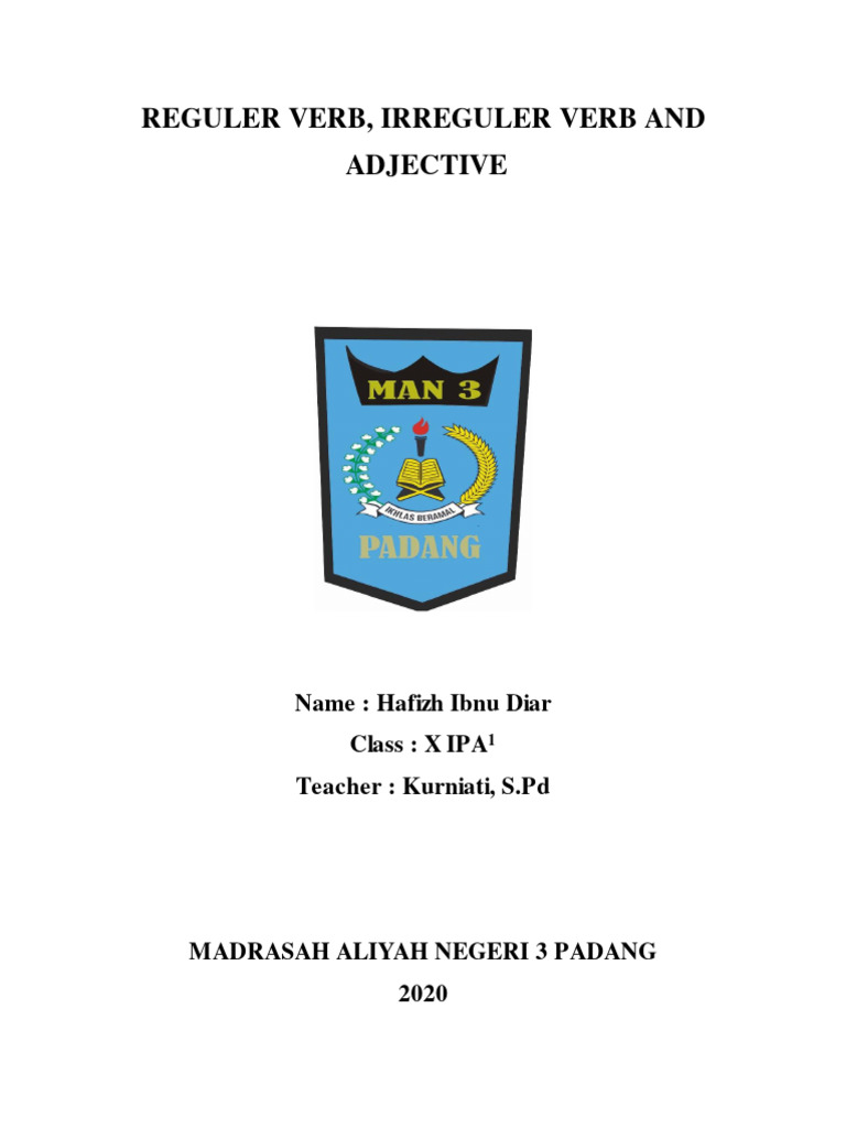 Reguler Verb, Irreguler Ver, Adjective | PDF | Morphology | Syntax