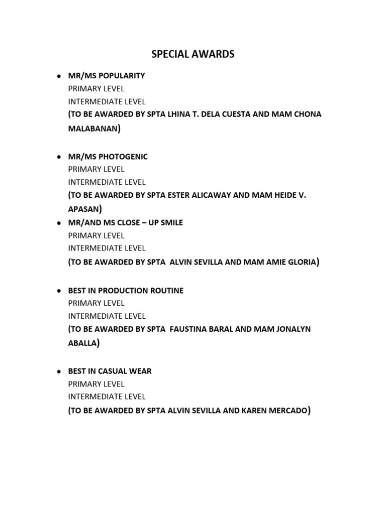 Special Awards | PDF