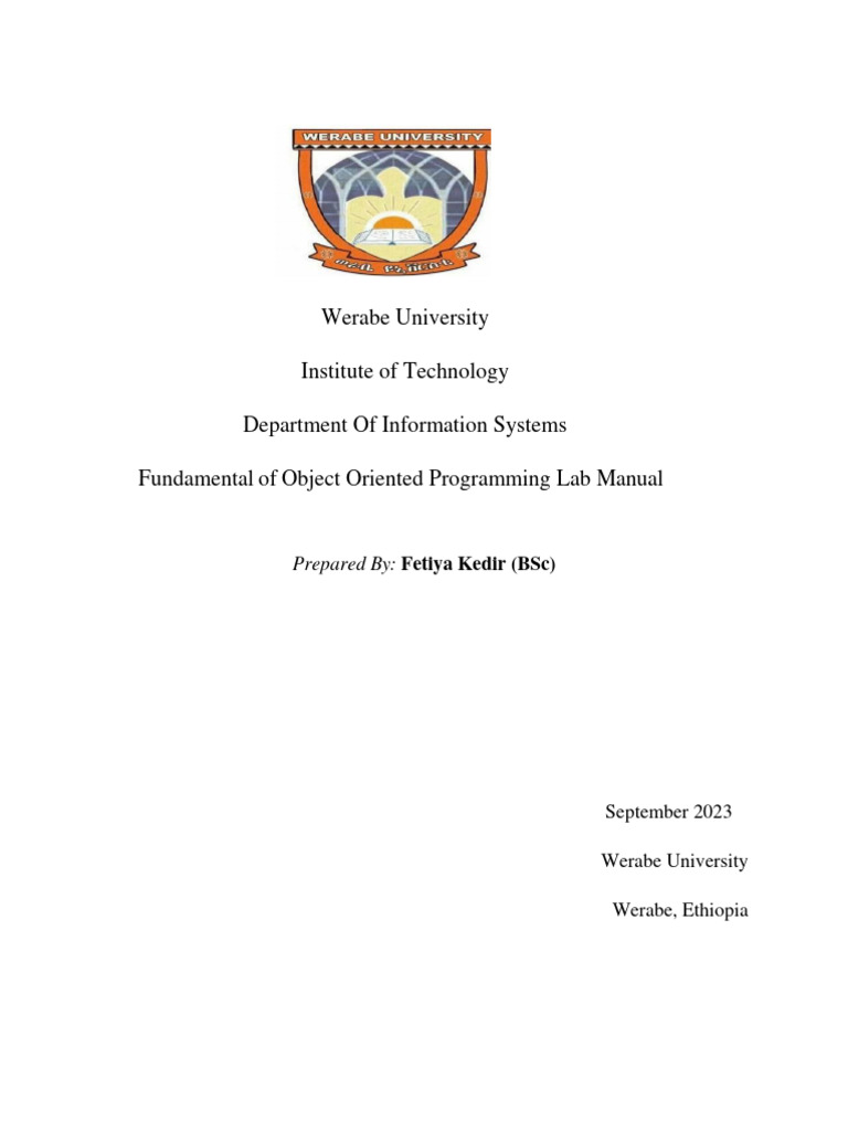 Oop Lab Manual Fetiya Kedir Pdf