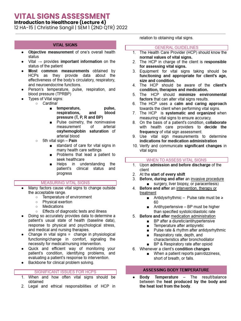 04 Vital Signs Assesment | PDF | Thermoregulation | Heat Transfer