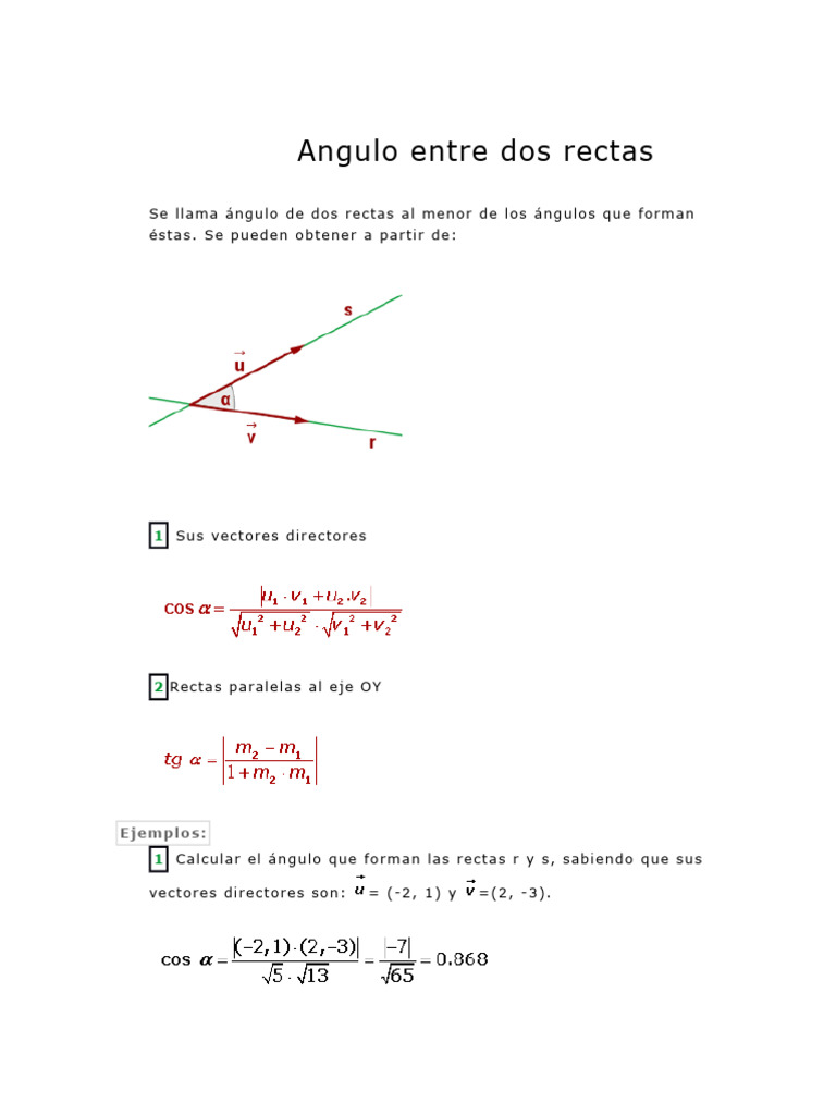 Angulo Entre Dos Rectas | PDF