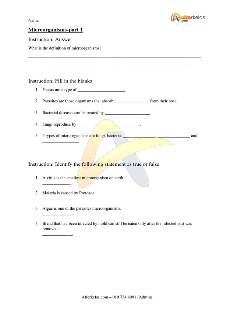 Microorganisms Quiz for Students | PDF | Science & Mathematics