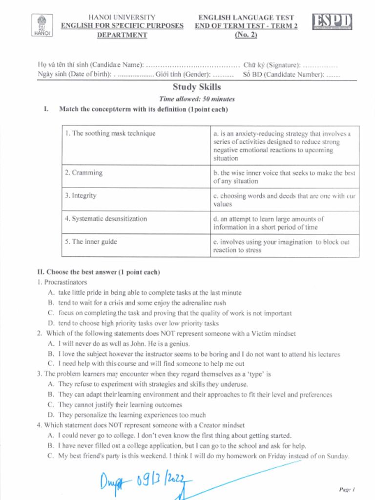 Espd - Study Skills 2 - Term 2 - K2021 | PDF