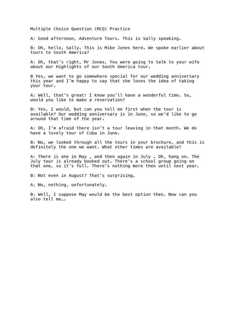 Multiple Choice Question MCQ Practice | PDF