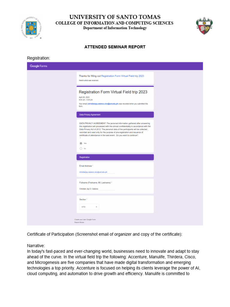 Fieldtrip Report Calanoc Download Free Pdf Accenture Computing 