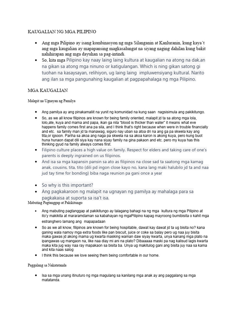 Kaugalian NG Mga Pilipino | PDF