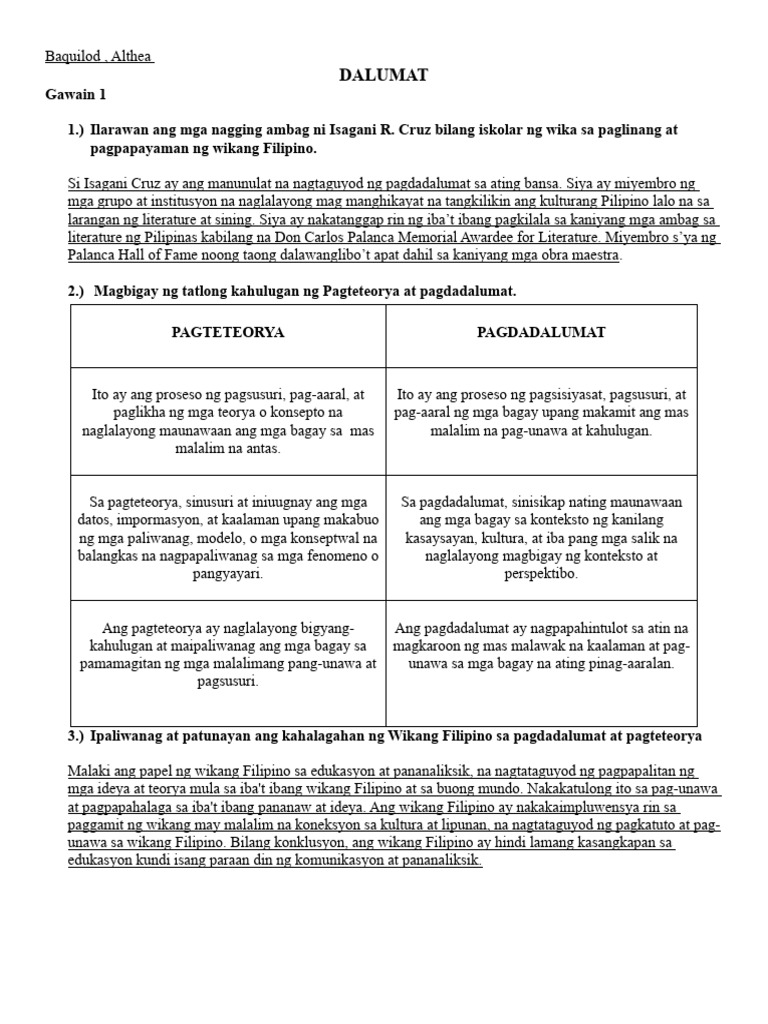 Dalumat Gawain 1 | PDF