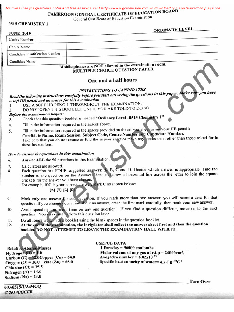 Ol Chem 1 2019 | PDF | Electrochemistry | Chemical Reactions
