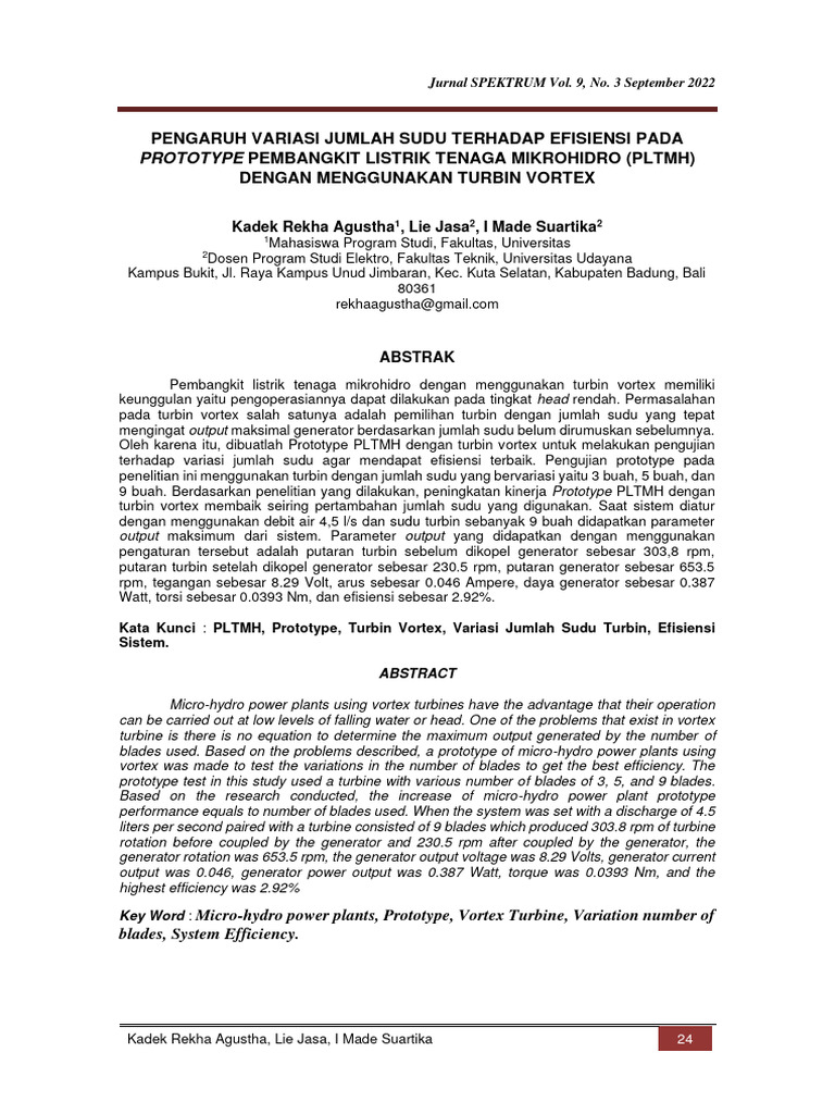 Pengaruh Variasi Jumlah Sudu Terhadap Efisiensi Pada Dengan Menggunakan ...