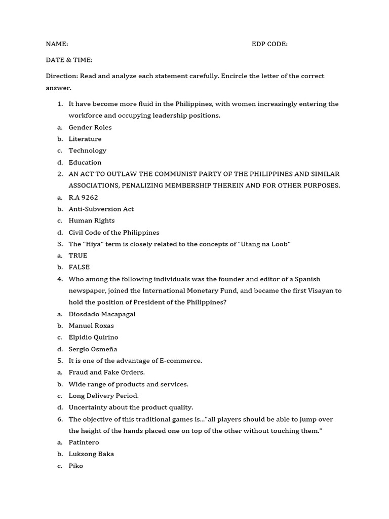 Hum 2 Questions | PDF