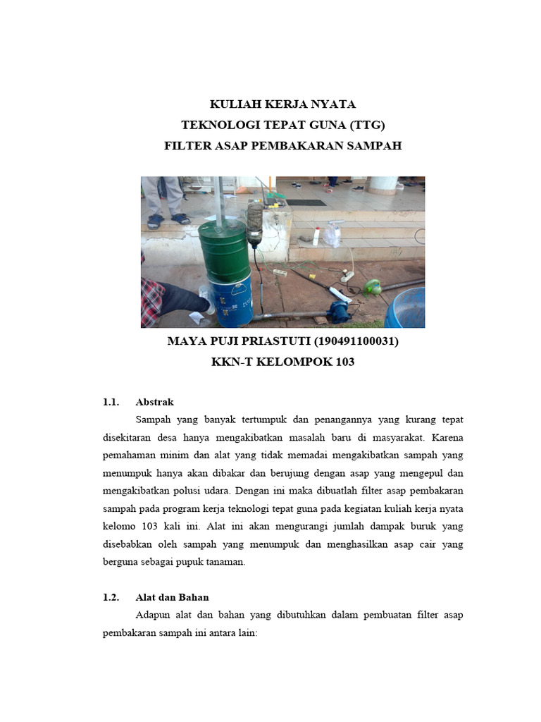Filter Asap Pembakaran Sampah Ramah Lingkungan | PDF