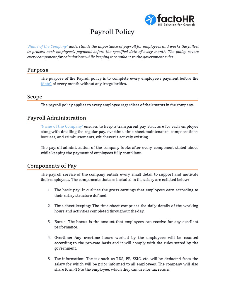 Employee Payroll Guidelines | PDF | Business