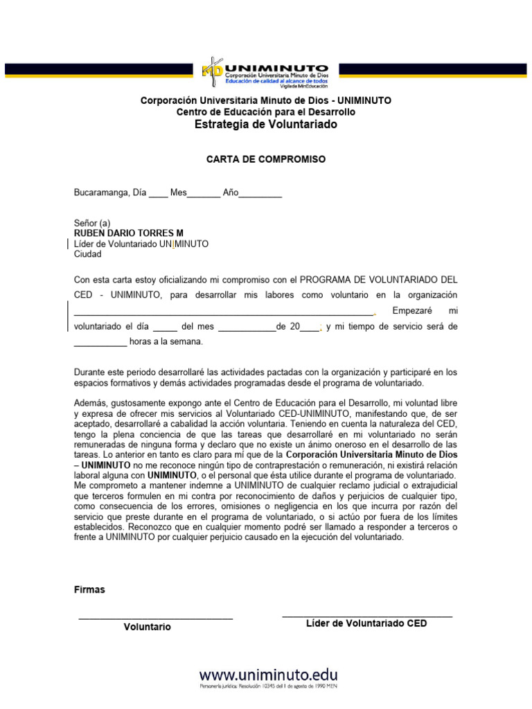 Carta de Compromiso | PDF