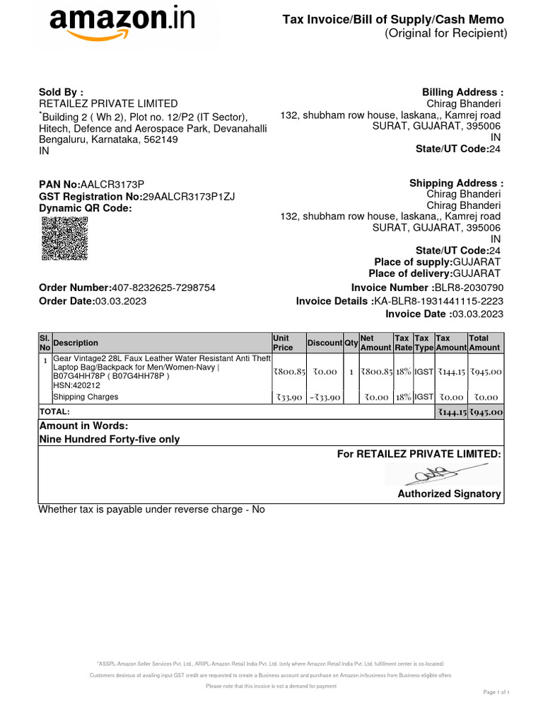 Invoice Amazon | PDF