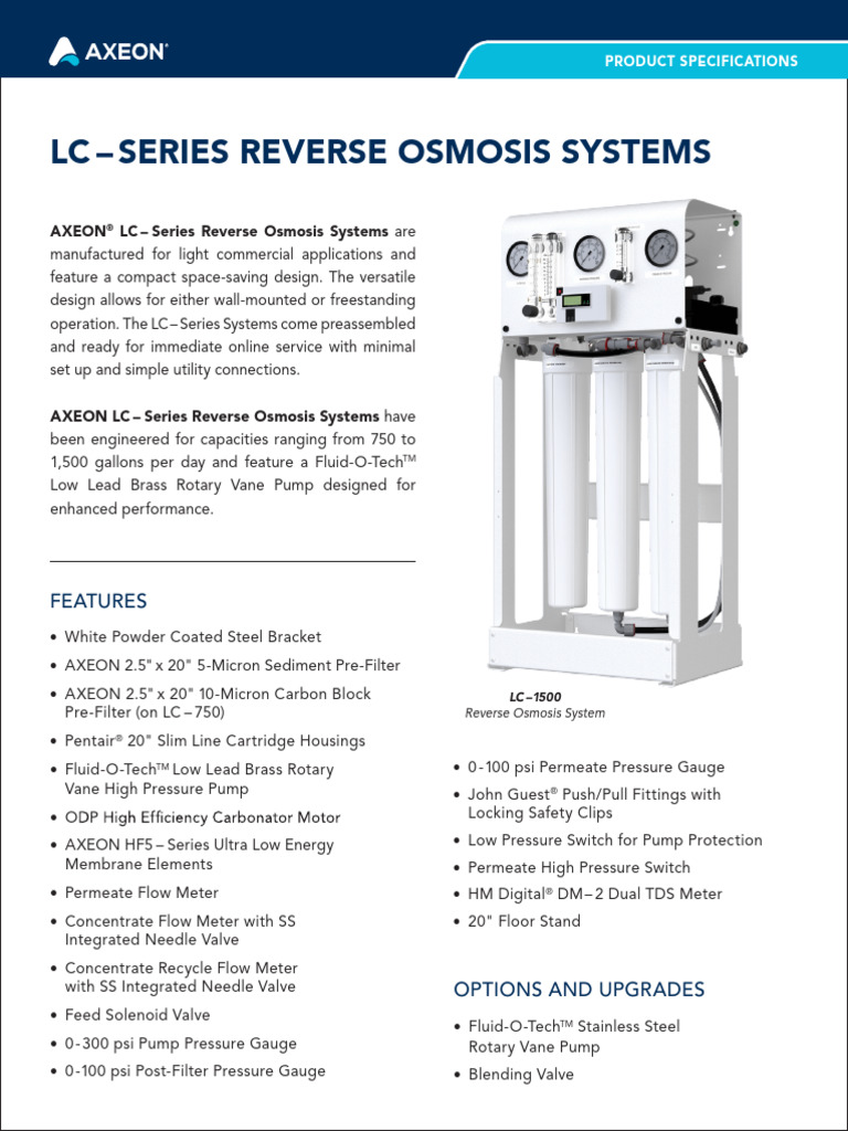Axeon - Reverse Osmosis System | PDF | Pump | Valve