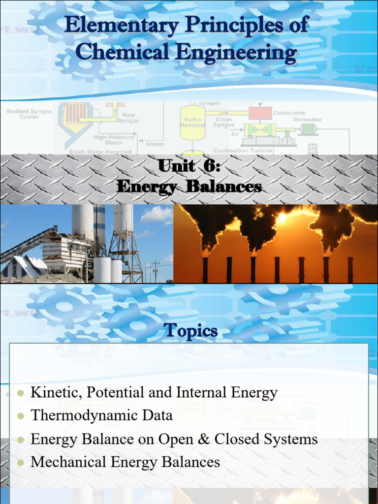 Energy Balances in Chemical Engineering | PDF
