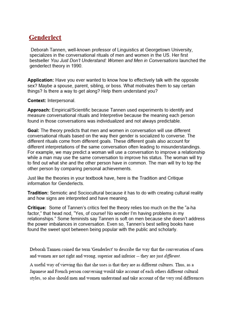 Genderlect | PDF | Human Communication | Communication