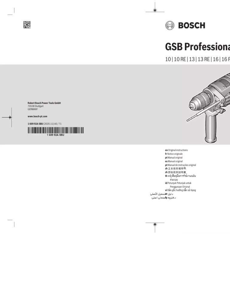 Manual Bosch GSB 13 RE Professional (Español - 71 páginas) | PDF