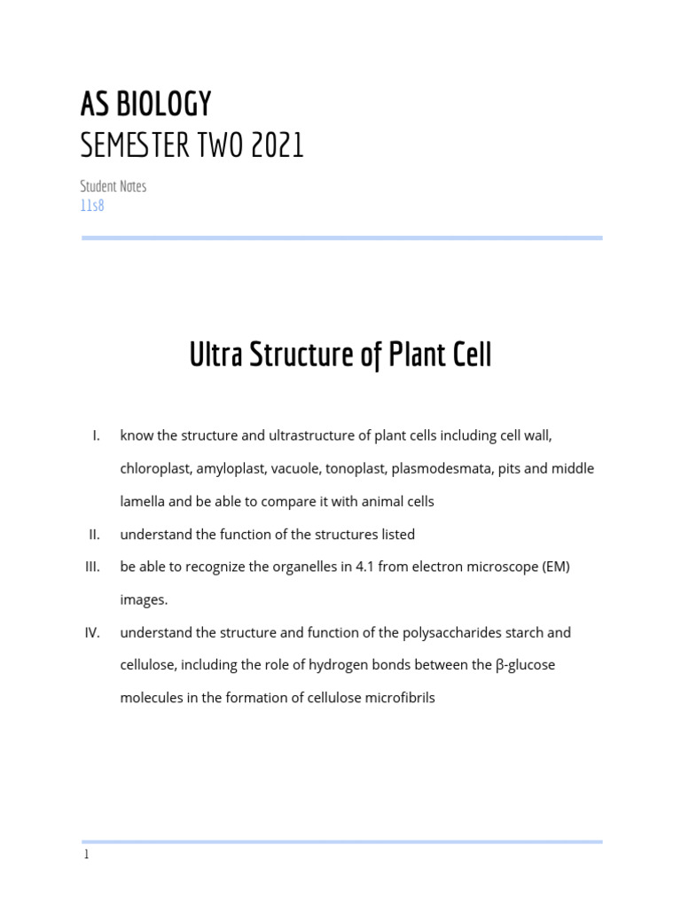 Ultra Structures of Plant Cells | PDF | Chloroplast | Cell Wall