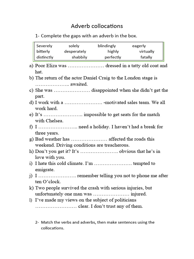 Adverb Collocations | PDF