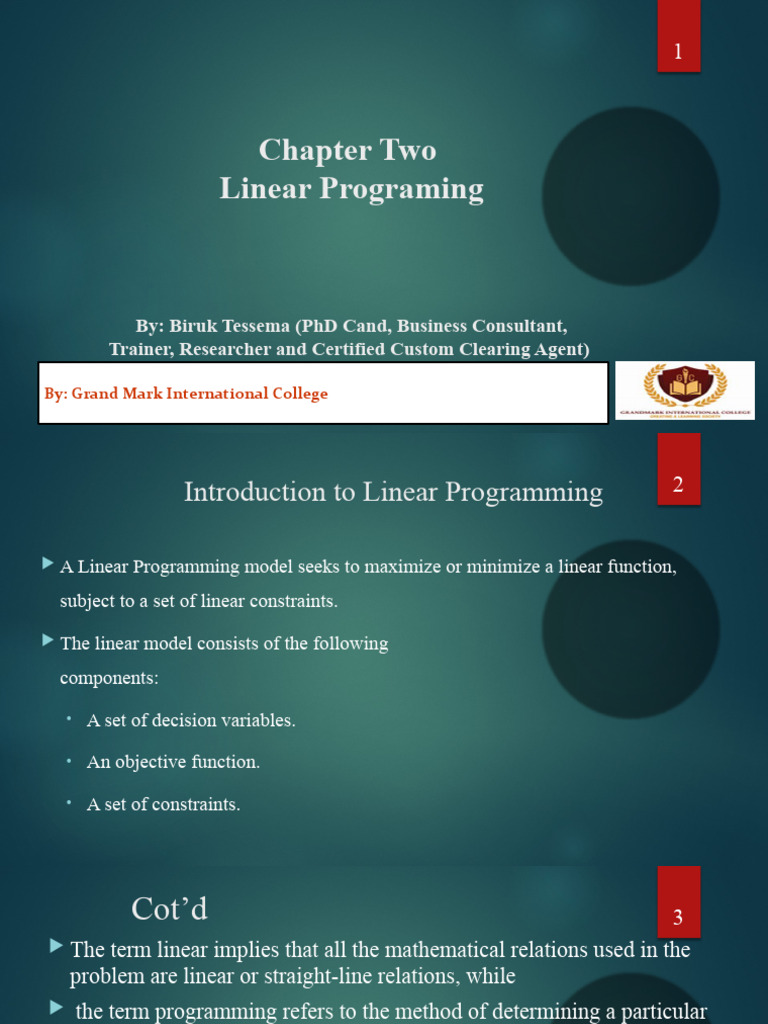 Chapter 2 Lp 3 Pdf Mathematical Optimization Linear Programming