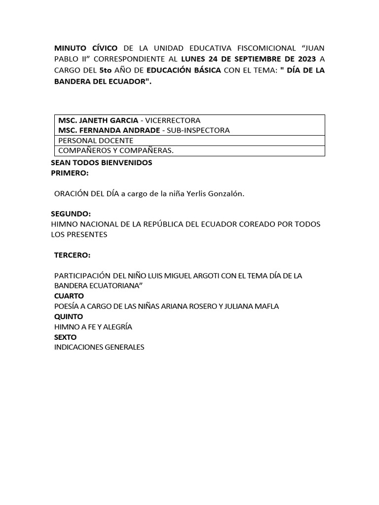 Minuto Civico 5to B | PDF