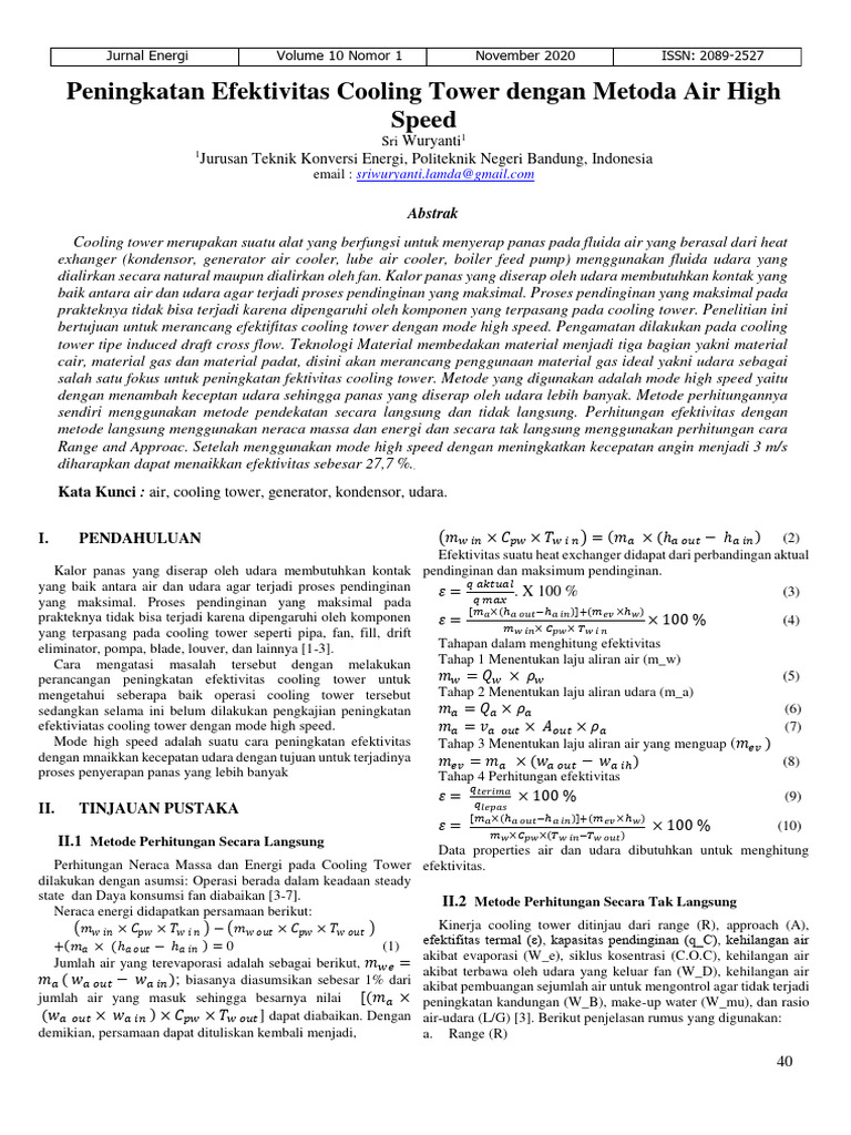 Peningkatan Efektivitas Cooling Tower | PDF
