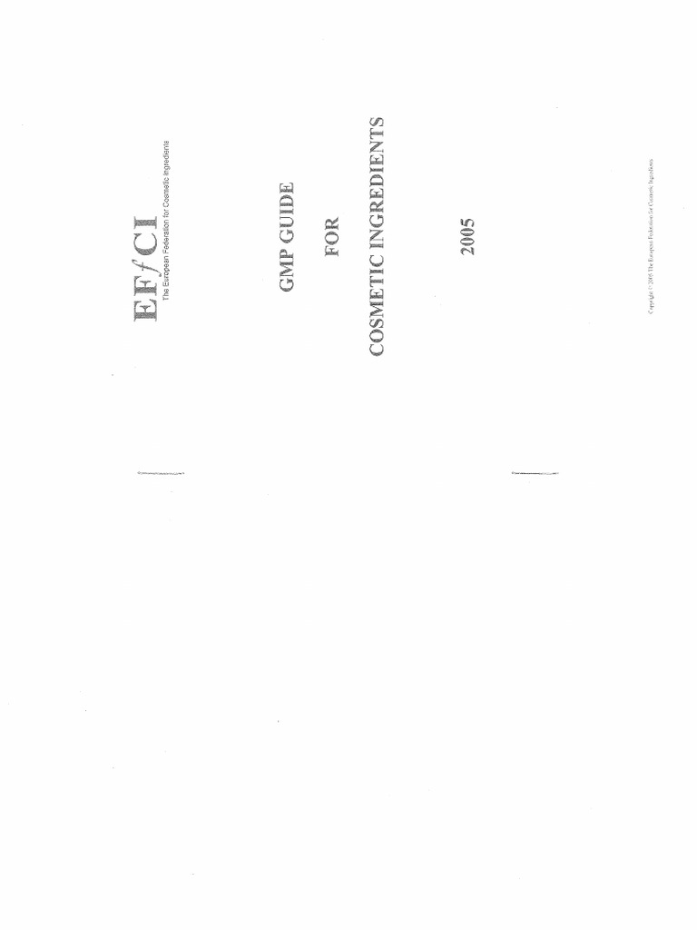 EFFCI GMP Guide For Cosmetic Ingredient | PDF