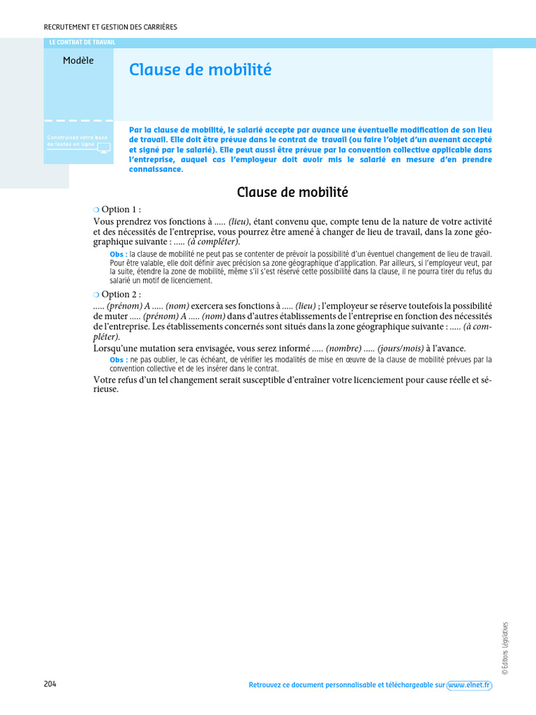 Clause de Mobilité | PDF