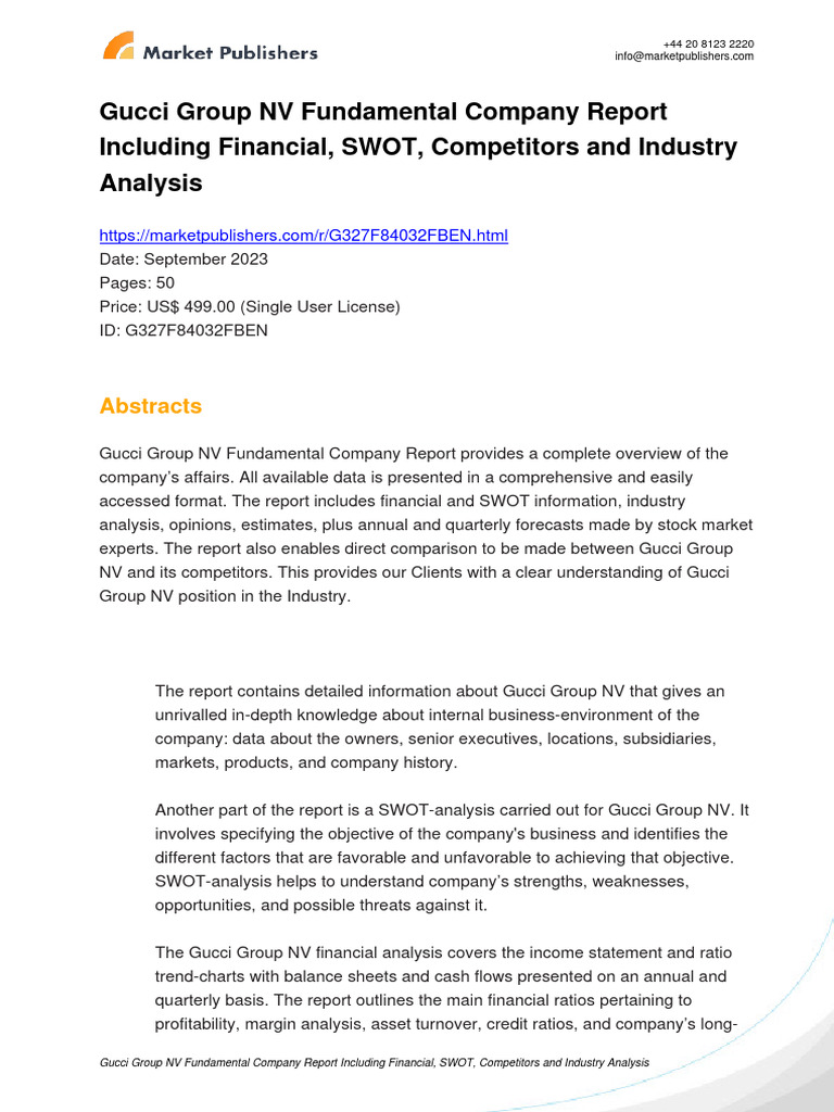Gucci Group NV Swot Analysis Bac | PDF