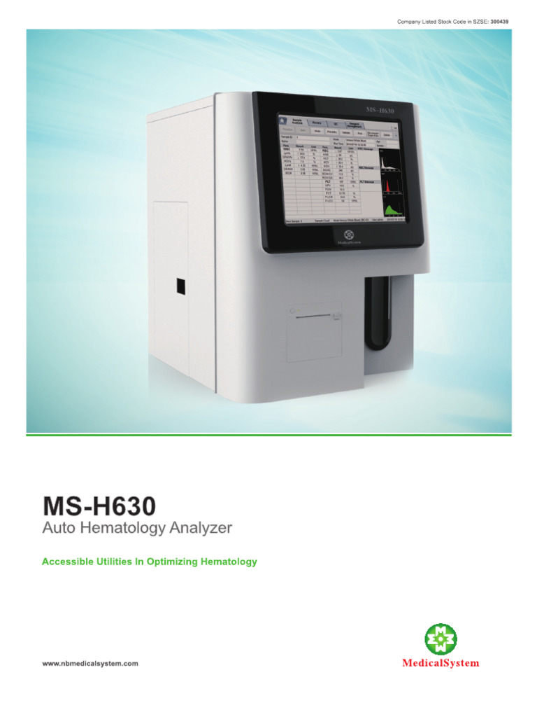 Hematology Analzyer MS-H630 (3-Differ) | PDF