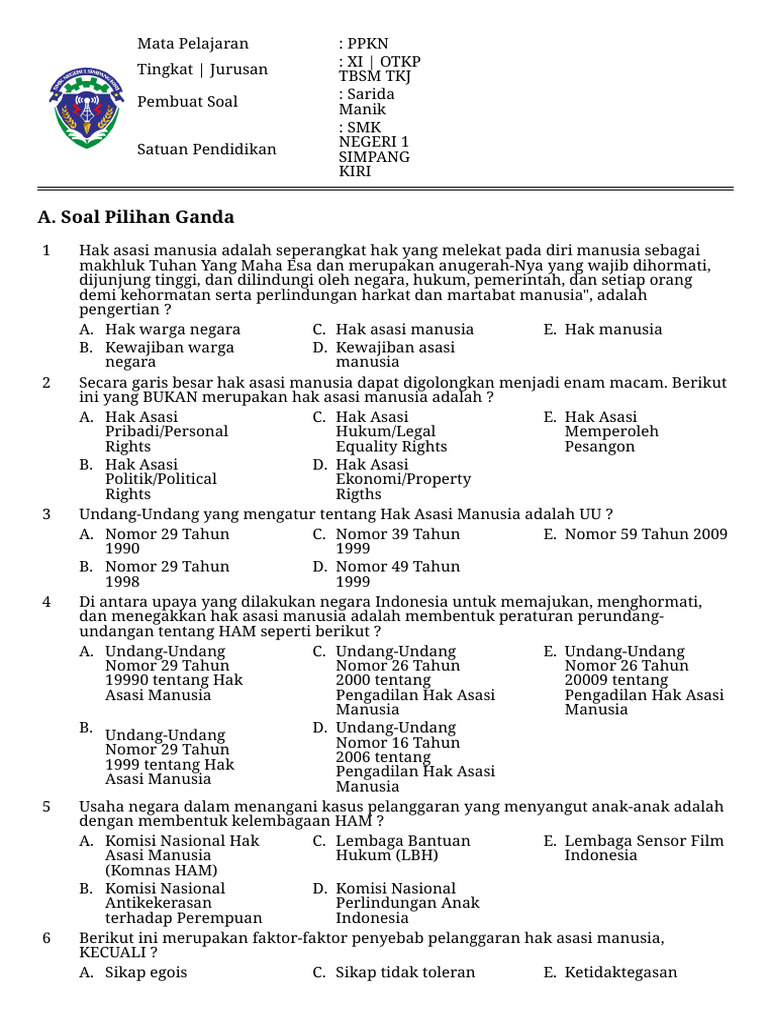 Soal PKN XI | PDF | Politik