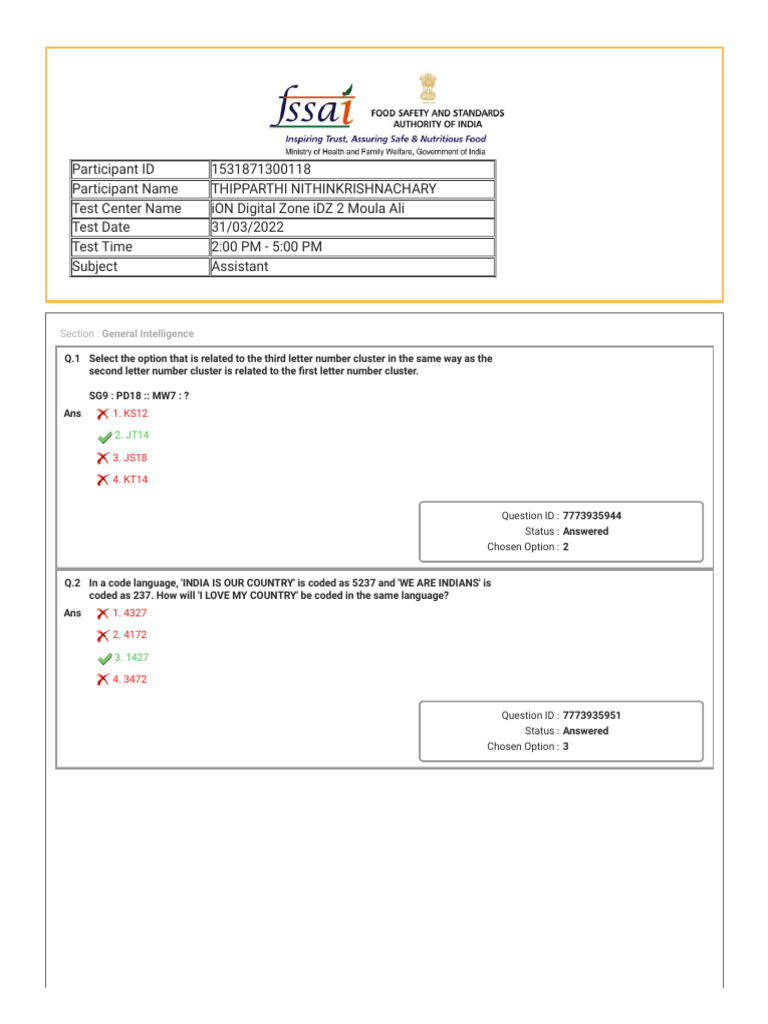 Fssai Paper | PDF