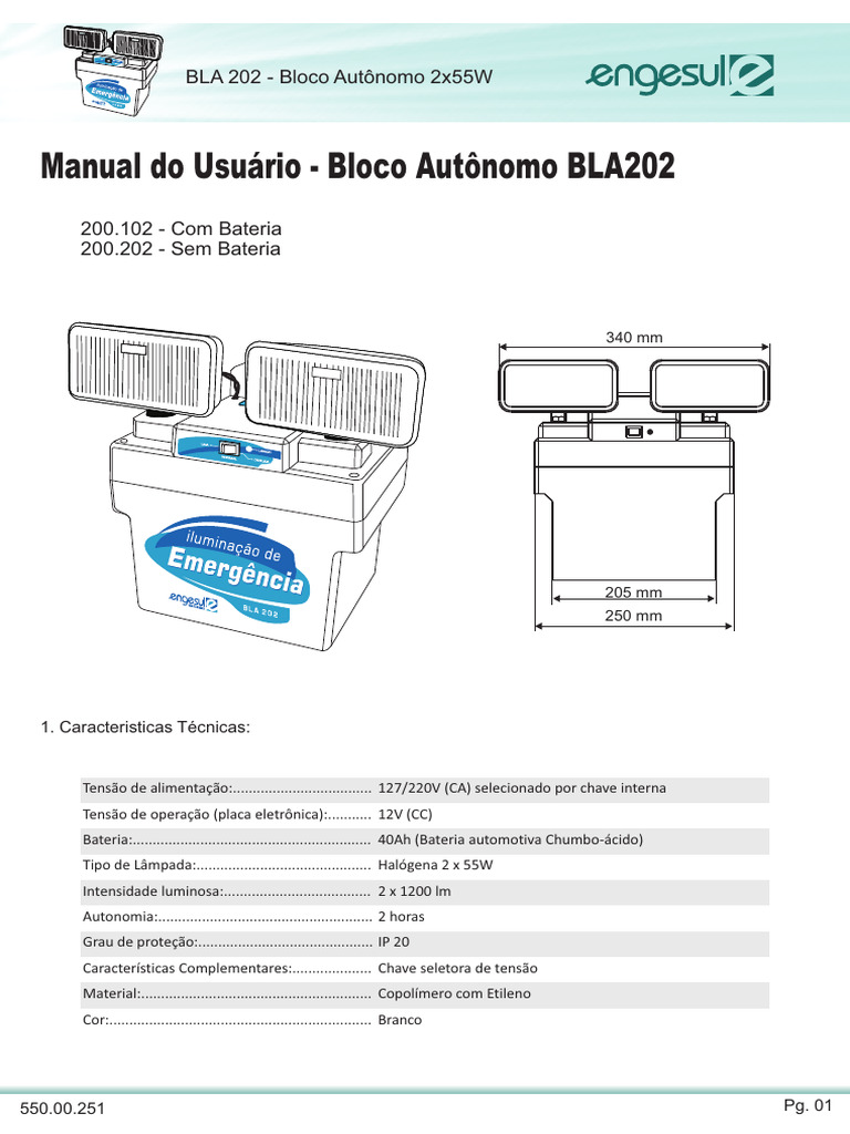 Bloco Autônomo BLA202: Especificações e Instalação | PDF | Bens ...