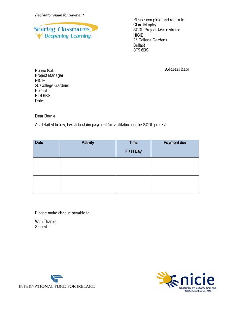 Facilitator Invoice Template | PDF