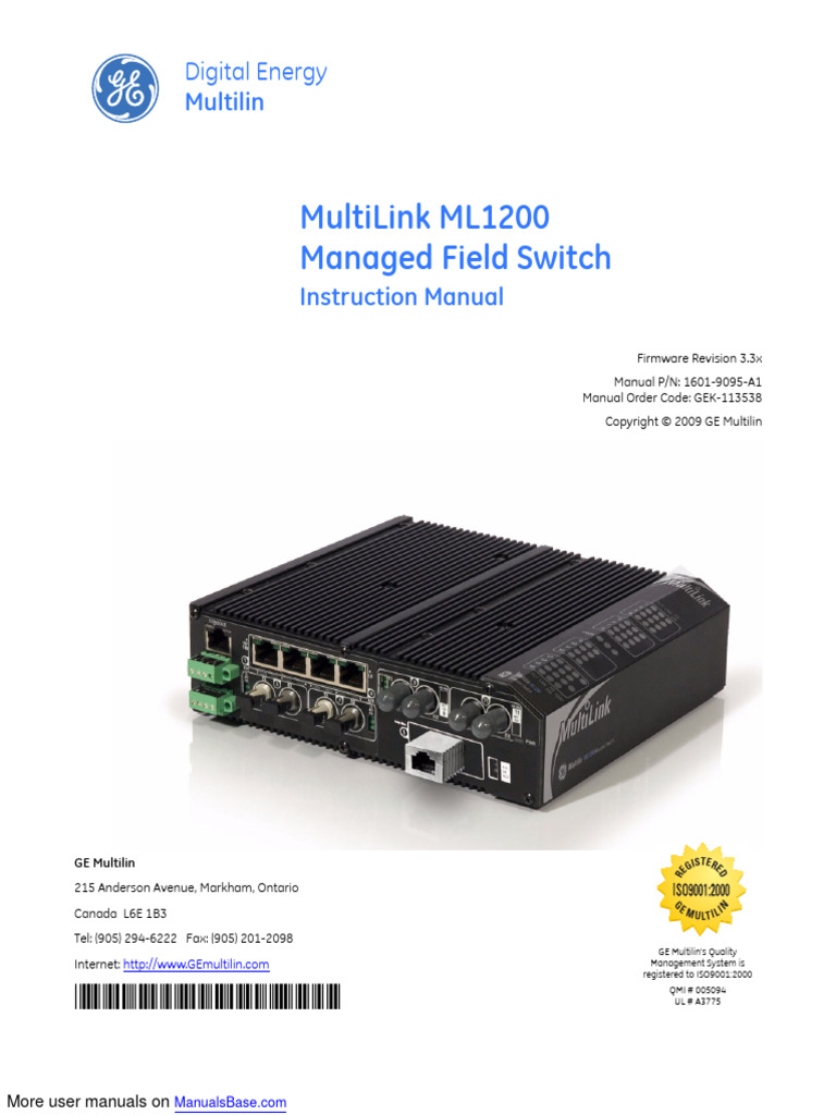 Manual GE MULTILINK ML1200 | PDF