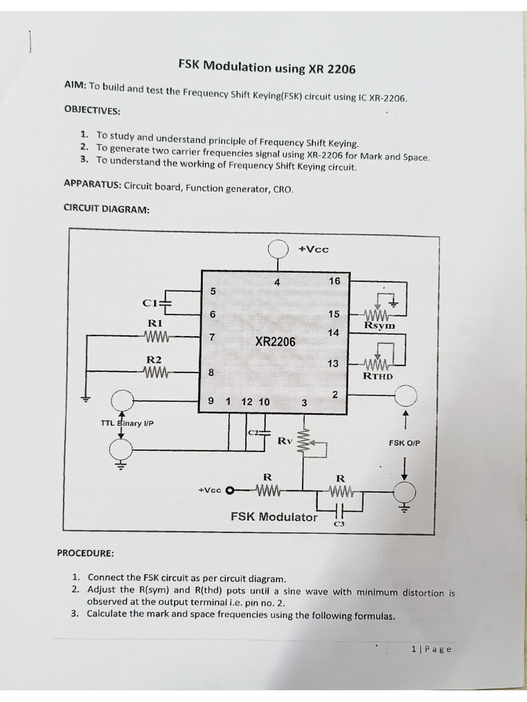 FSK Modulation Using XR2206 | PDF