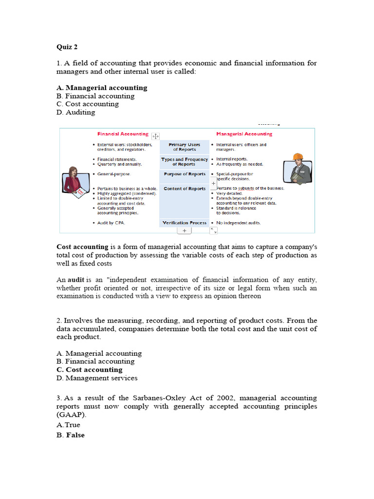 Managerial Accounting-Quiz | PDF