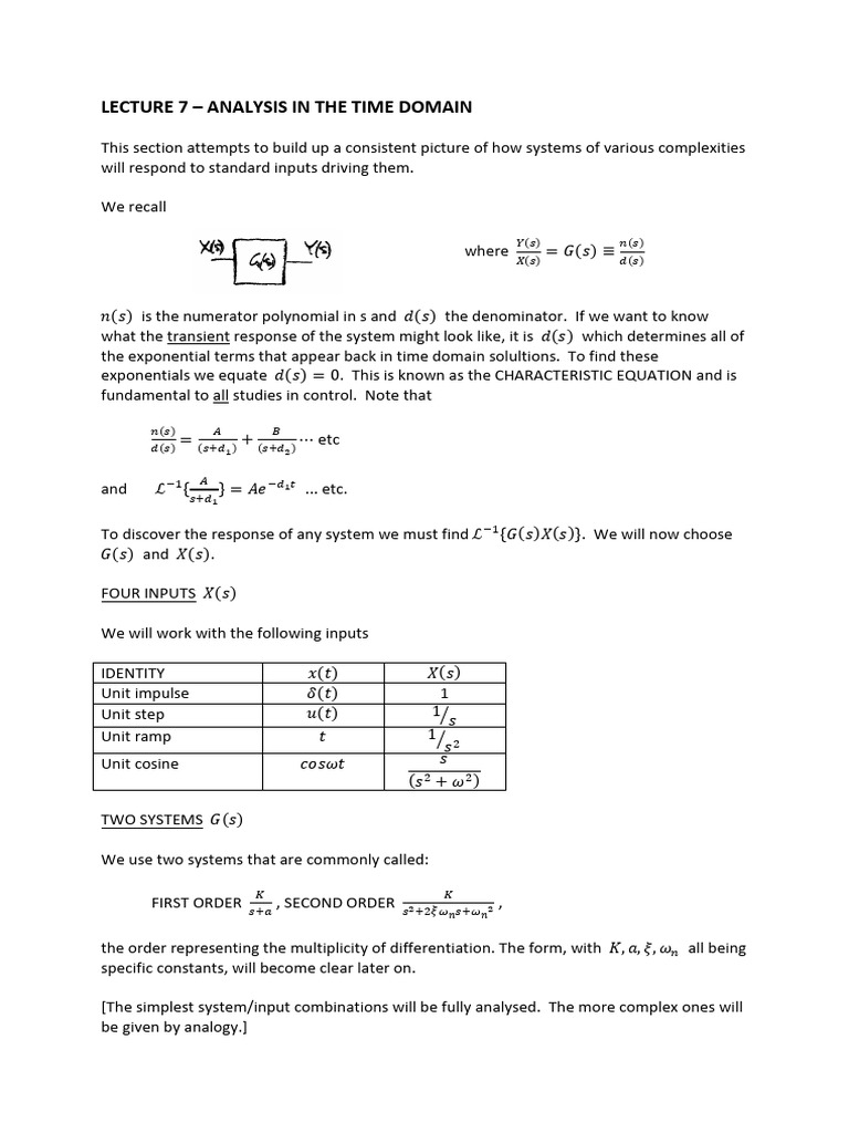 Time Domain System Response Analysis | PDF | Damping | Mathematics