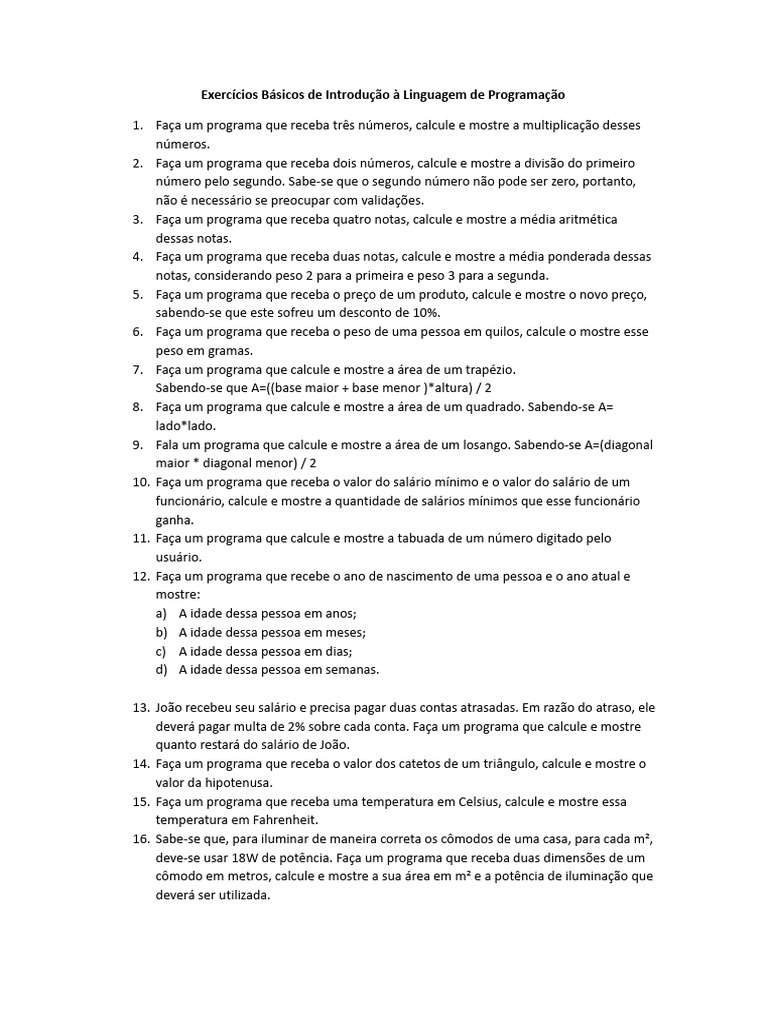 Lista Ex Basicos Logica | PDF | Hora extra