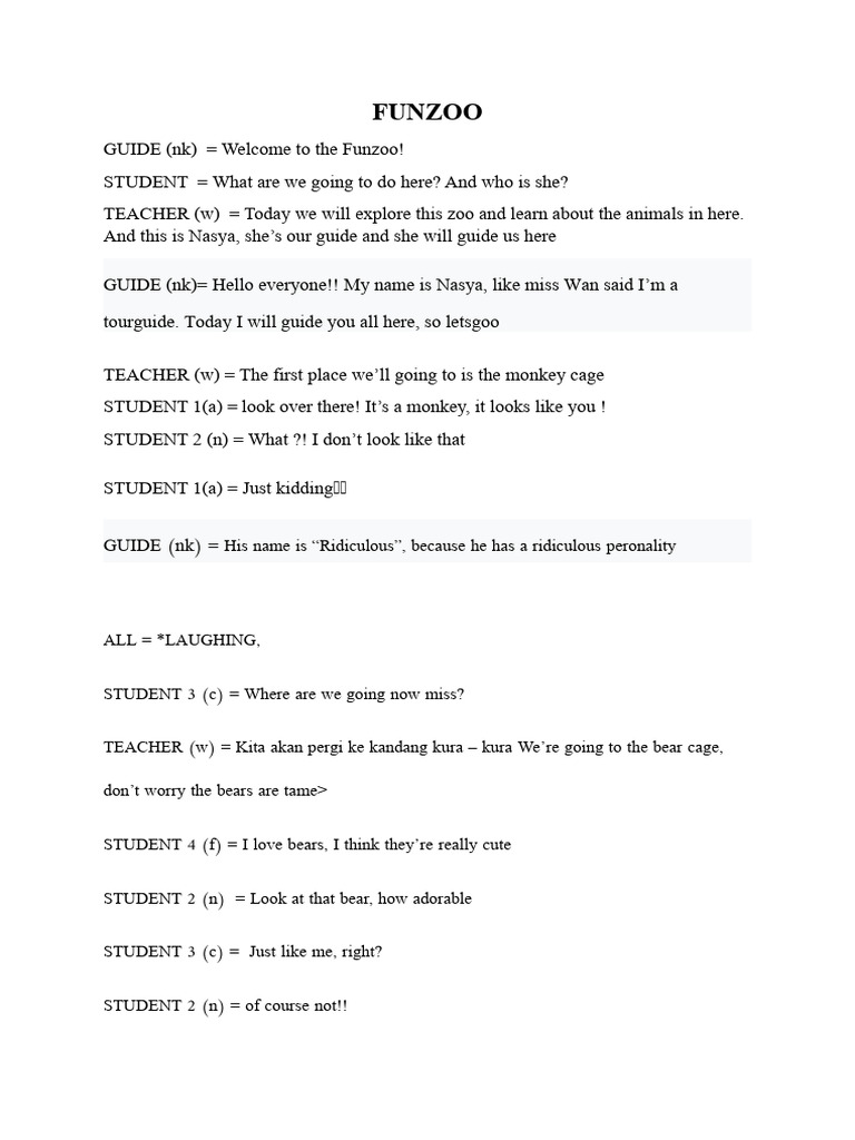 Funzoo Tour: Exploring Animals with Guide Nasya | PDF | Language Arts & Discipline | Religion ...