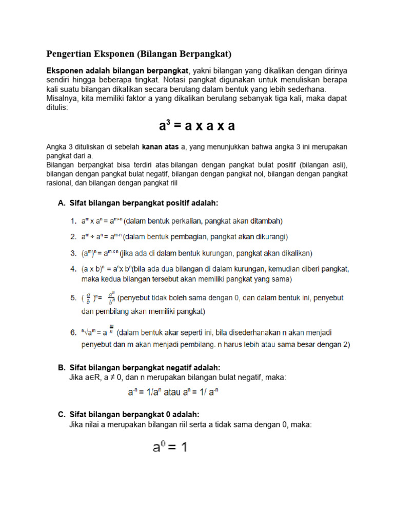 Pengertian Eksponen | PDF