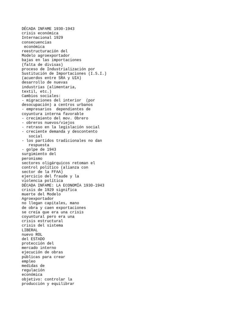 Decada Infame 1930 1943 | PDF | Gran depresion | Economias